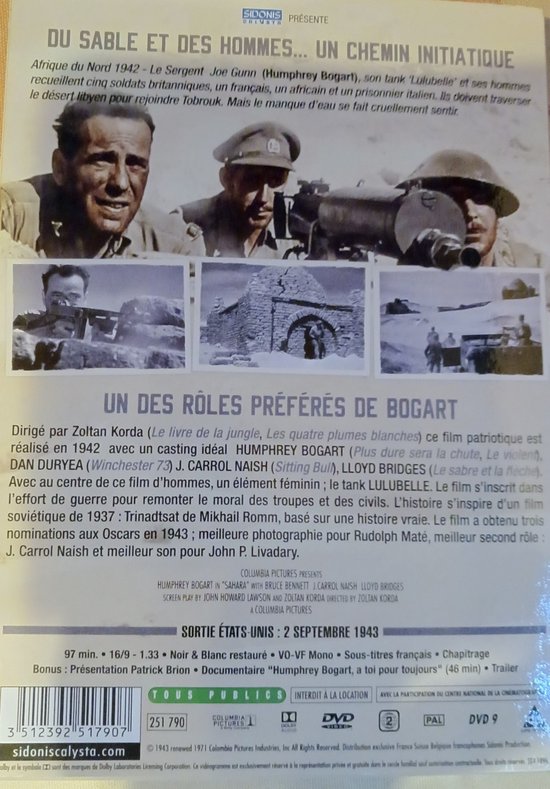 DVD SAHARA (Dvd), Humphrey Bogart | Dvd's | bol
