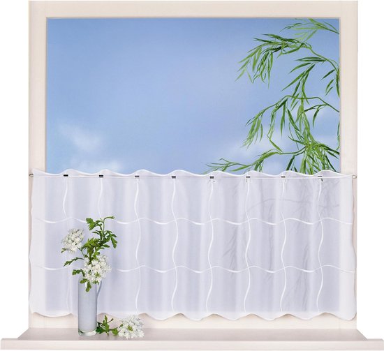 Vitrage Lentini, wit, b/h: 150 x 50 cm, modern, transparant, corte ...