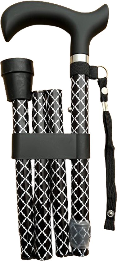 Wandelstok opvouwbaar zwart met Ruitjes met ergonomisch comfort handvat ...