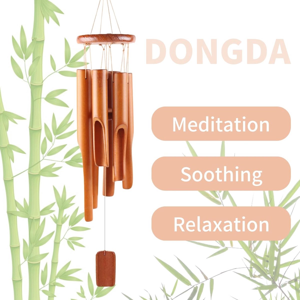 Bamboe windgong 6 buizen houten windgong outdoor & indoor bamboe windgong voor tuin... | bol