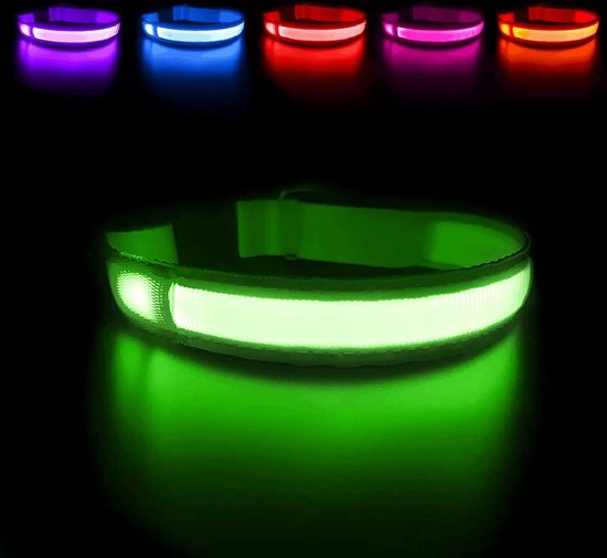 Honden halsband LED - Groen - Maat S - USB oplaadbaar - 10 uur lang ...