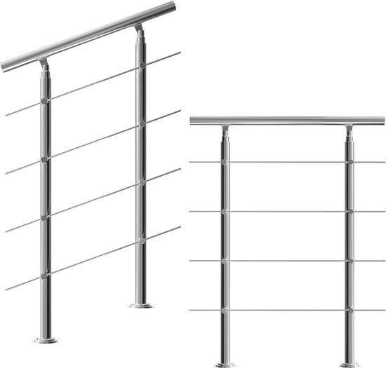 Monza Trapleuning - Roestvrij staal - 80 cm - 4 Stutten | bol