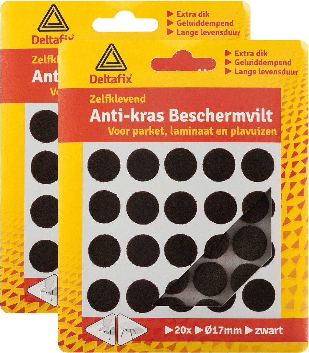 Deltafix Anti-krasvilt - 40x - zwart - 17 mm - rond - zelfklevend ...