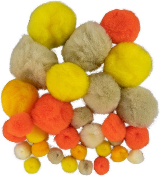 Pompons - 90x - gele tinten - 10-40 mm - hobby/knutsel materialen | bol