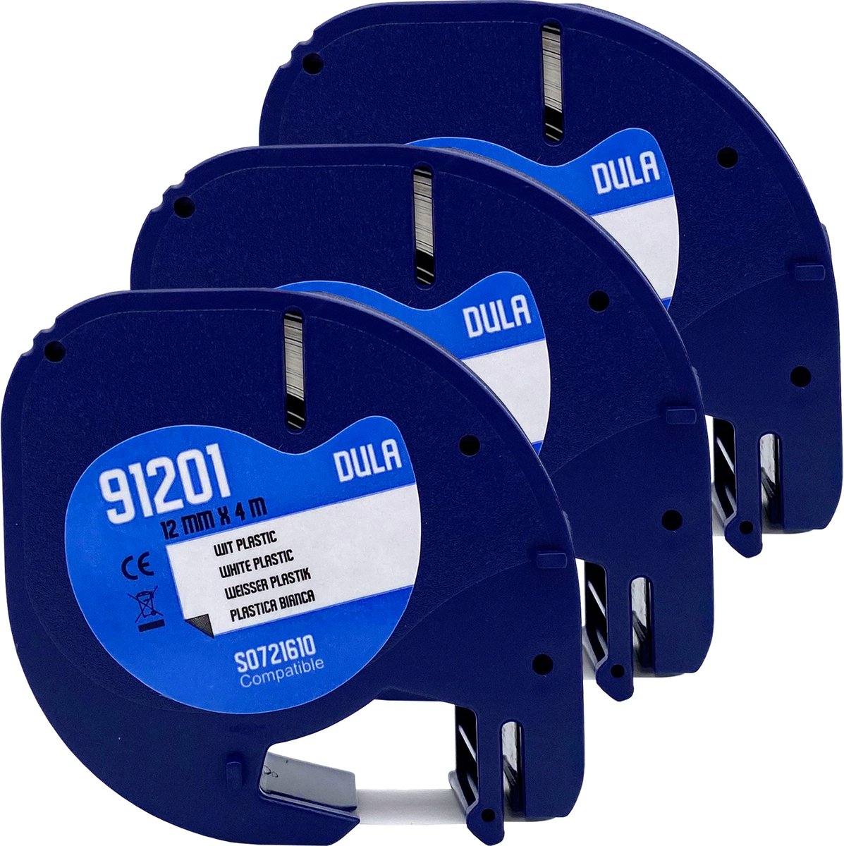 DULA - Dymo LetraTag 91201 - S0721610 - Label Tape - Zwart op Wit ...