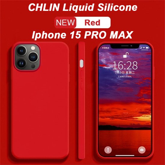 CL CHLIN® Premium Siliconen Case Iphone 15 PRO MAX Rood - Iphone 15 PRO MAX hoesje -... | bol