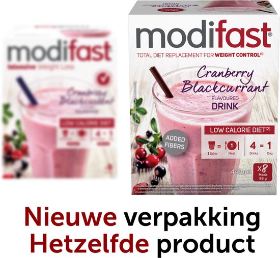 4x Modifast Intensive Milkshake Cranberry 8 x 55 gr | bol