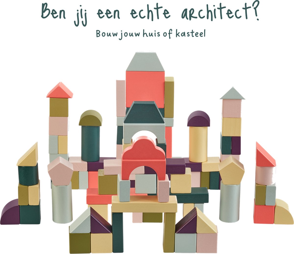 CUTE & KEPPE Blokkendoos "Atelier Architect" met 100 houten bouw Blokken voor Kinderen... | bol