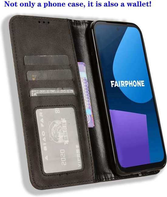 Geschikt voor Fairphone 5 - Book Case - Magnetische Flip hoesje - Zwart ...