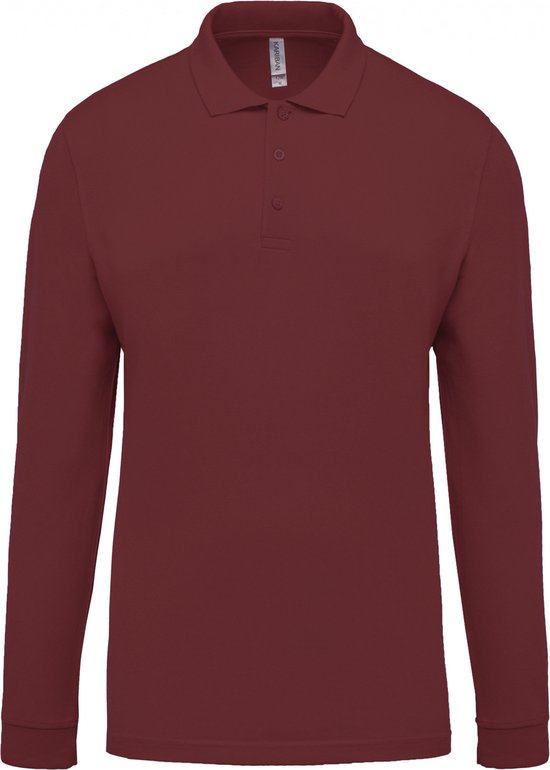 Kariban Piqué-herenpolo lange mouwen K256 - Wine - L | bol