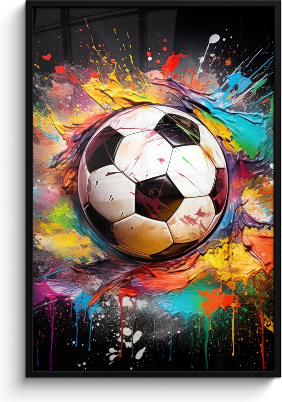Fotolijst inclusief poster 80x120 cm - Voetbal kleurrijk - Foto in ...
