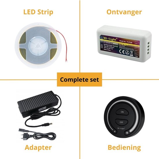 Led Strip Cob 5 Meter Complete Set 6000k Koud Wit 24v