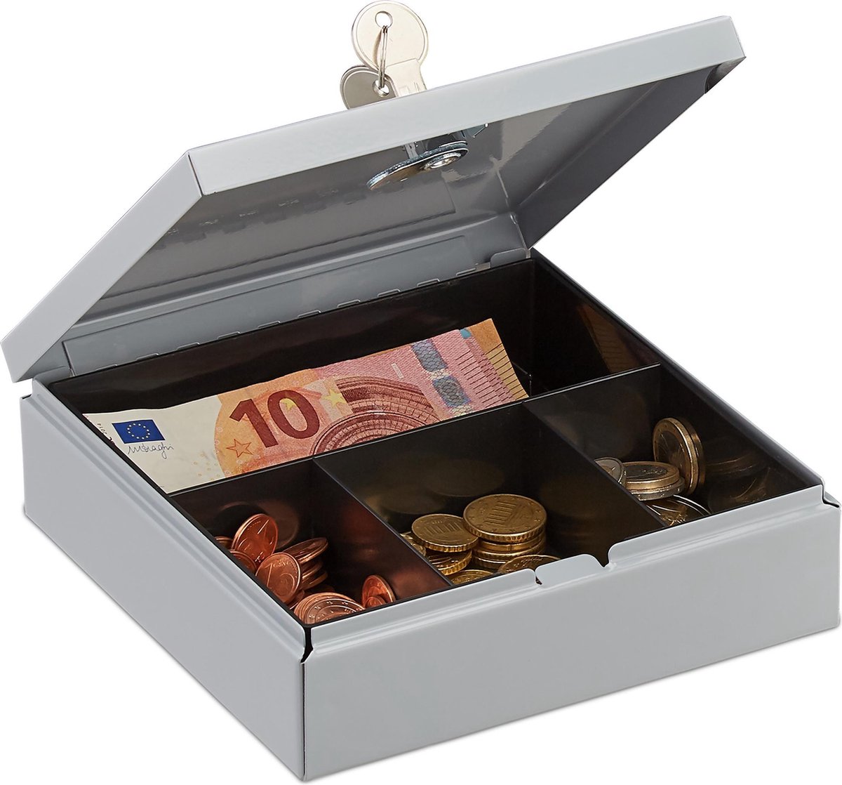 relaxdays Geldkist - geldkistje - geldkluis - documentenkluis - grijs ...