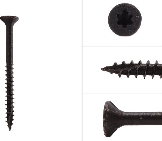 Wovar Zwarte Schroeven Verzinkt 5 x 60 mm Torx 20 met Snijpunt | 50 ...