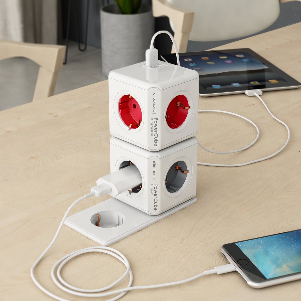 PowerCube Original Duo USB grijs Type F ter uitbreiding van de ...