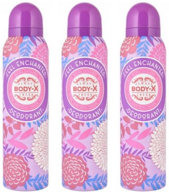 Body-X Women Deodorant Spray Feel Enchanted 150 ml - 3 stuks | bol