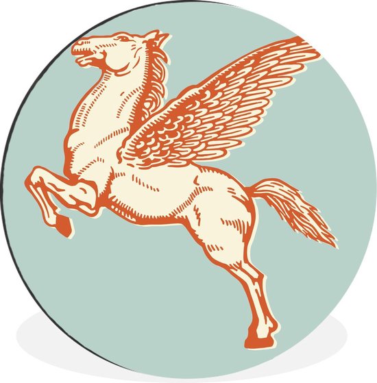 Une illustration colorée d'un pégase sur fond bleu Cercle mural ...