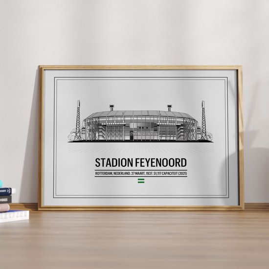 Feyenoord Stadion poster | wanddecoratie Feyenoord Rotterdam zwart wit ...