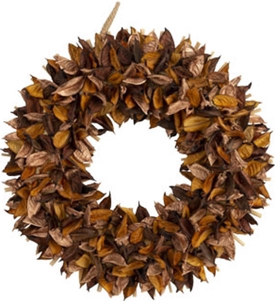 Krans bruin 35x35xH6.5 cm hout | bol