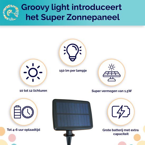 Groovy Light Solar Tuinverlichting op Zonne-Energie en Netstroom met 20 ...
