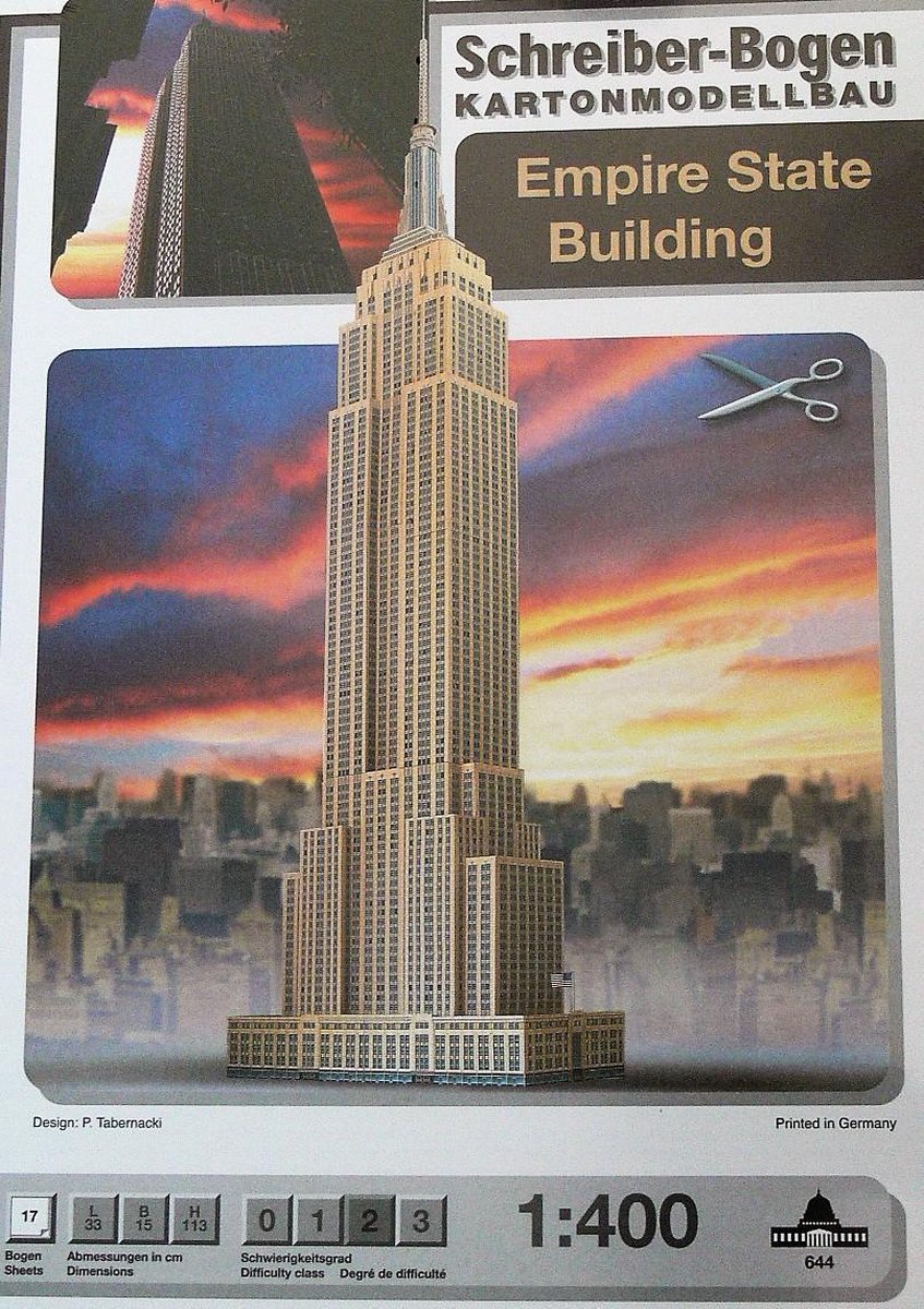 modelbouw in karton, bouwplaat Empire State Building, schaal 1/400 | bol