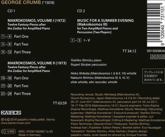 Yoshiko Shimizu, Rupert Struber - George Crumb: Makrokosmos I‎–III (CD), Rupert... | bol.com