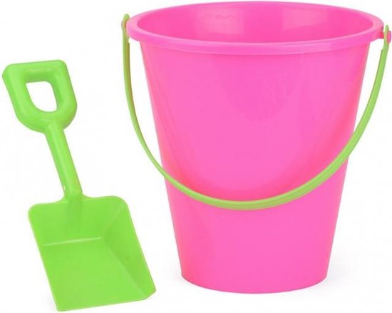 strandemmer met schep 22 cm roze/groen 2-delig | bol.com