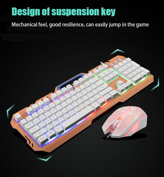 ICE ARMOR BT-390 GAMING TOETSENBORD EN MUIS BEDRAAD - QWERTY - Goud ...