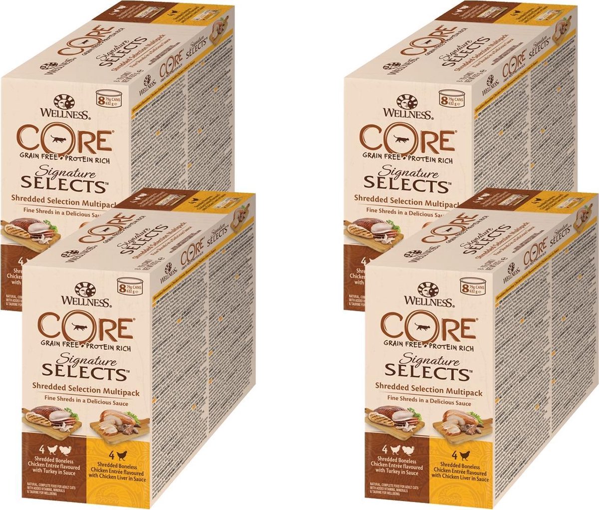 Wellness Core Signature Selects Shredded Multi-Pack - Kattenvoer - 4 x ...