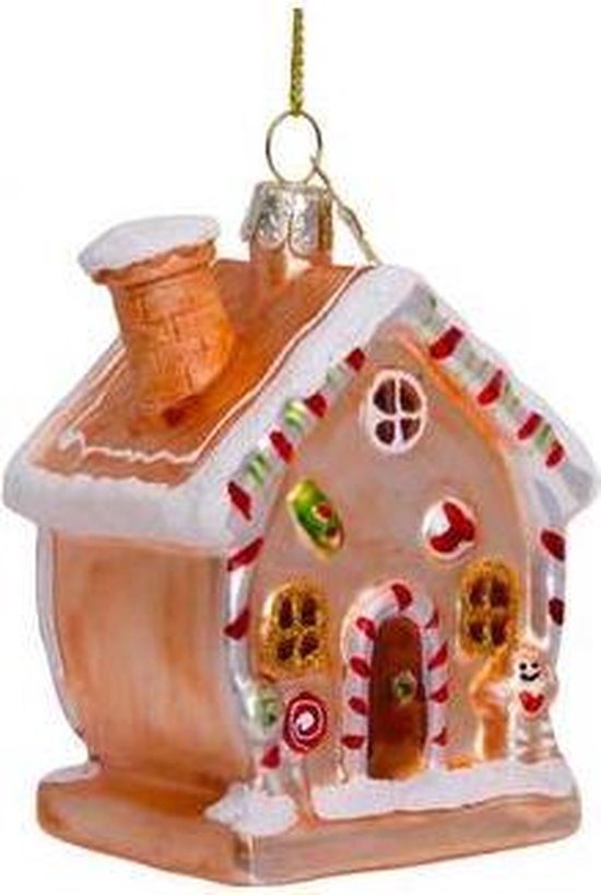 Ornament glass gingerbread house multi H9.5cm | bol