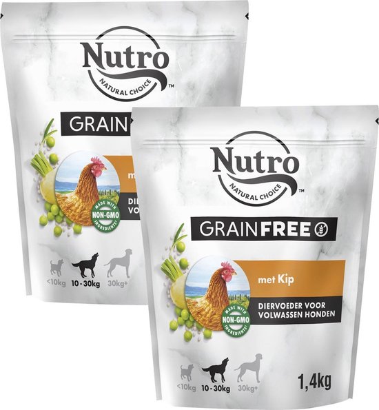 Nutro Adult Grain Free Medium Kip - Hondenvoer - 2 x 1.4 kg | bol.com