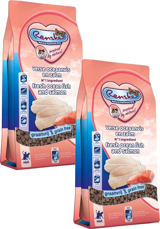 Renske Kat Adult Maxi Verse Zeevis&Zalm - Kattenvoer - 2 x 1.5 kg | bol