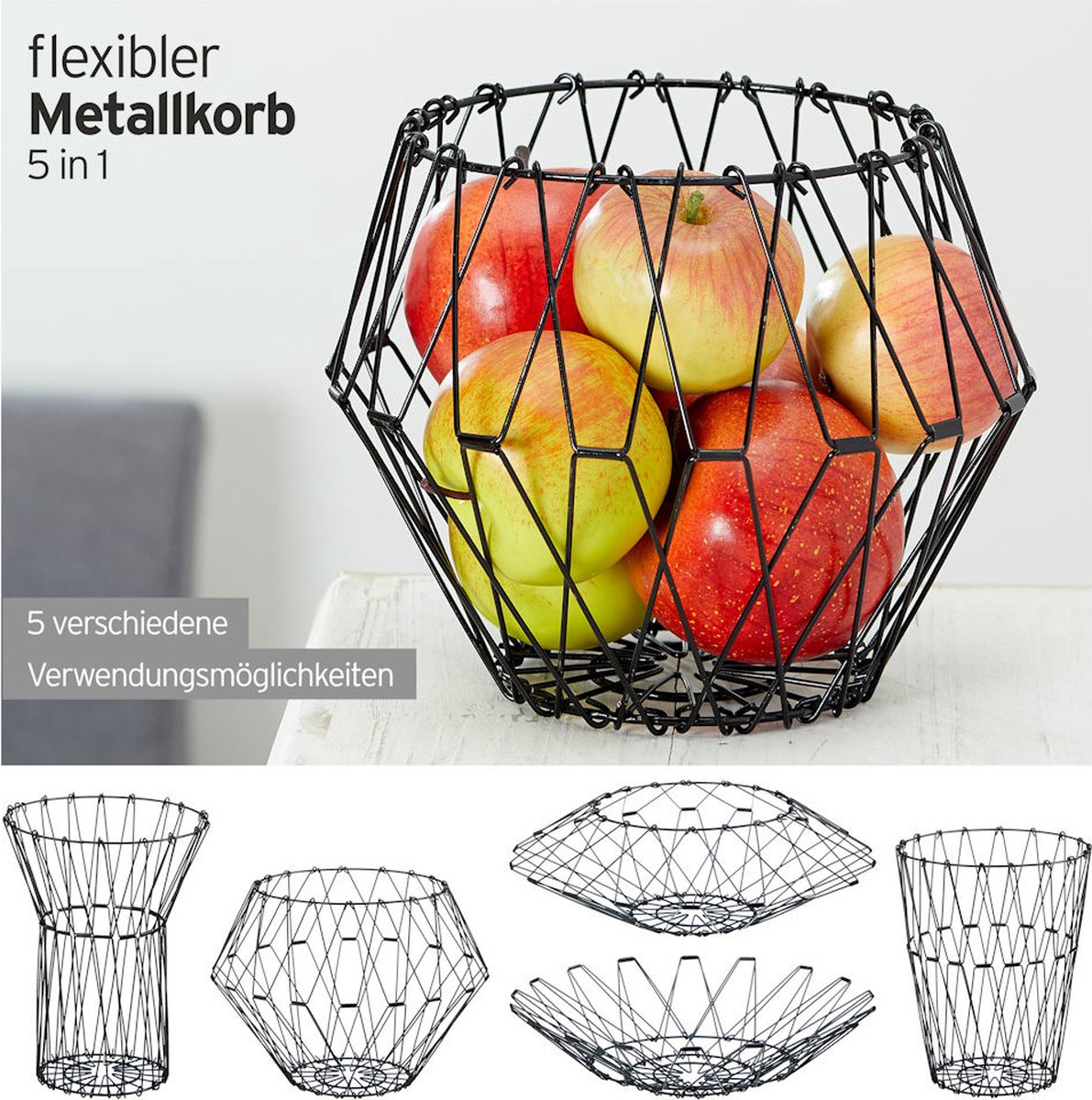 Decopatent® Design Fruitschaal Vouwbaar - Fruitmand in 5 vormen te ...