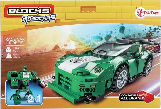 Toi-toys Bouwstenenset Blocks Robocars Junior Groen 103-delig | bol