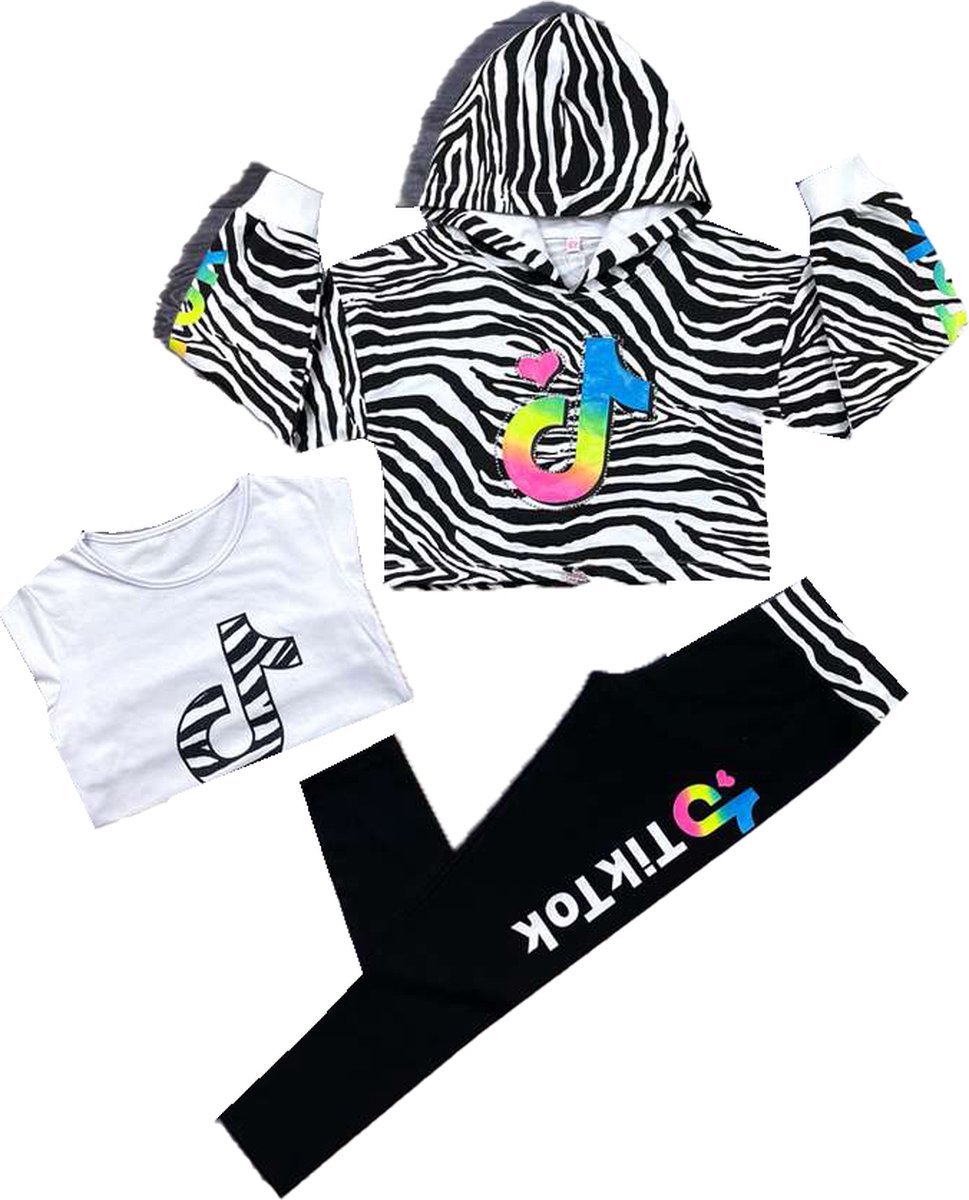 Kinderkleding meisjes - 3-delig - tik tok kleding set-trainingspak ...