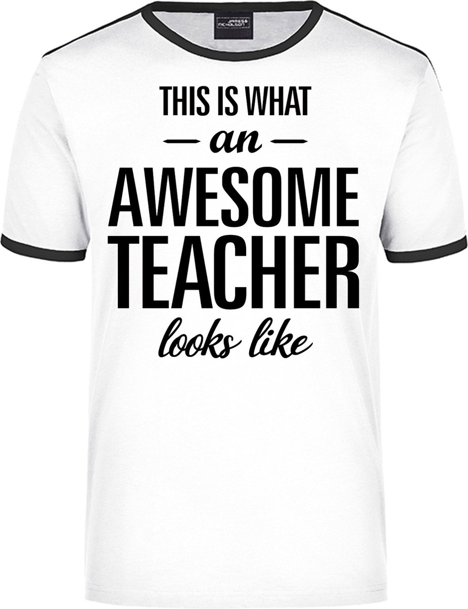 This is what an awesome teacher looks like wit/zwart ringer cadeau t ...