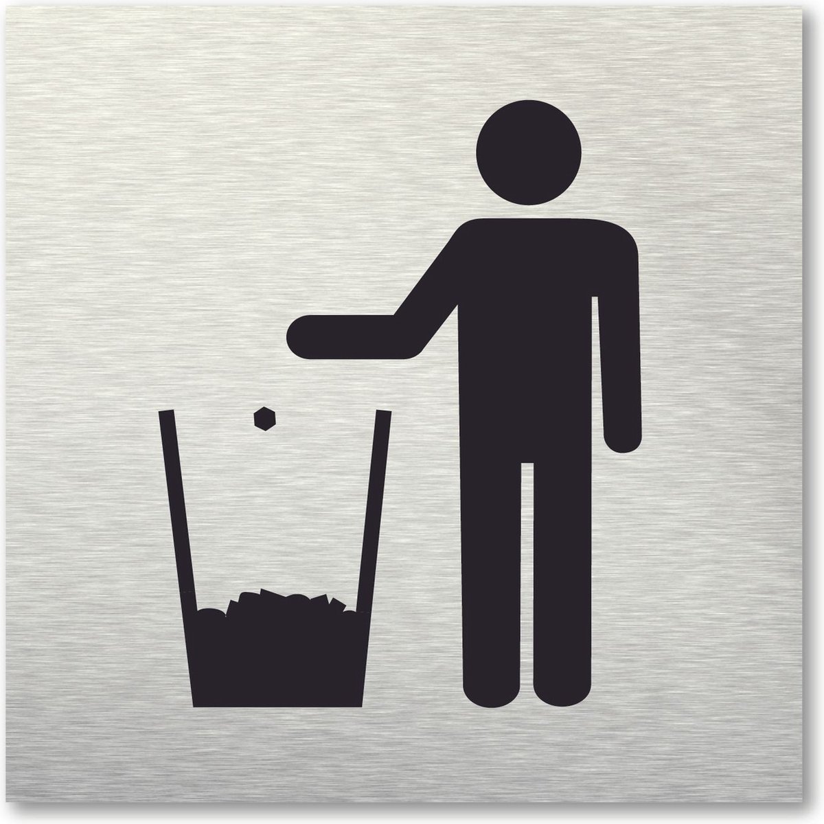 Pictogram Afval prullenbak - aluminum rvs look - deurbordje - 10 x 10 ...