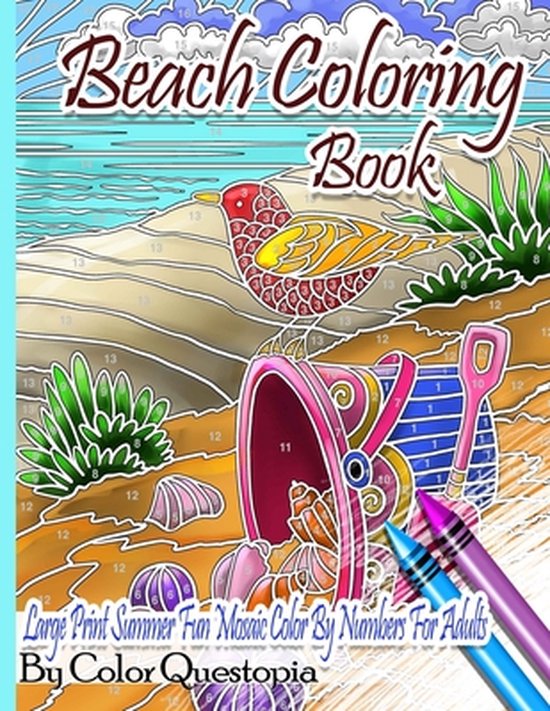Adult Color by Number- Beach Coloring Book- Large Print Summer Fun ...