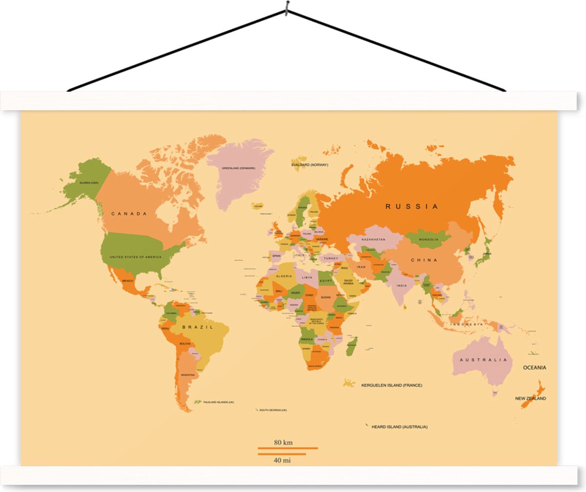 Affiche scolaire - Carte du Wereldkaart - Coloré - Tendance - Trendy cm ...