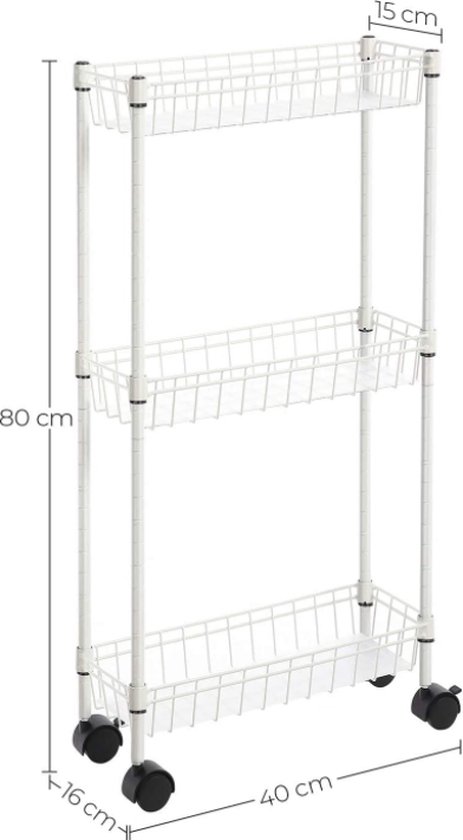 MIRA Home - Keukentrolley - Keukenrek - Wit - Trolley - Keuken ...