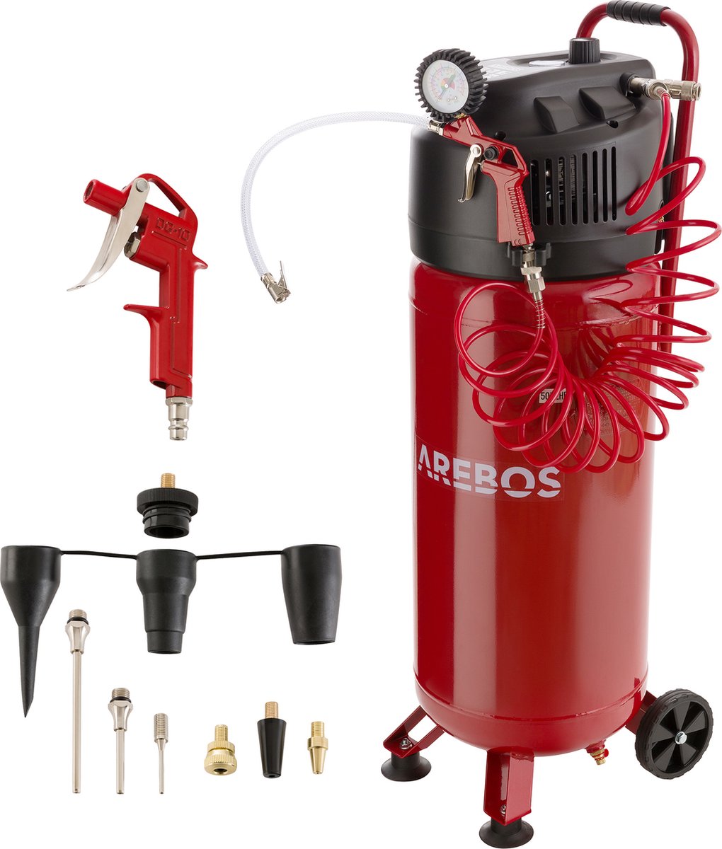 AREBOS Luchtcompressor Compressor 50L met 13-Delige Pneumatische Set 10 ...