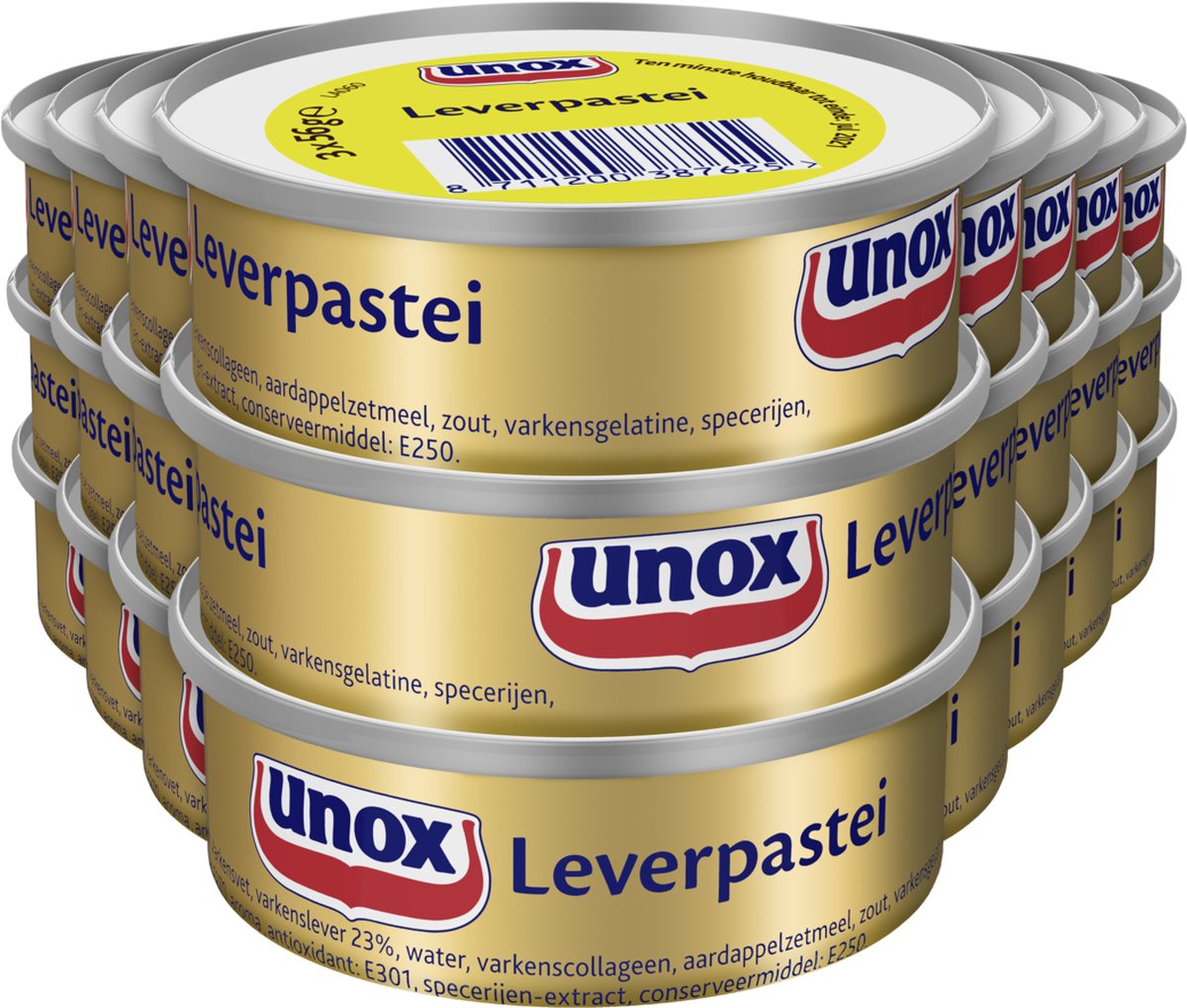 Unox Leverpastei blik - 72 x 56 g - voordeelverpakking | bol