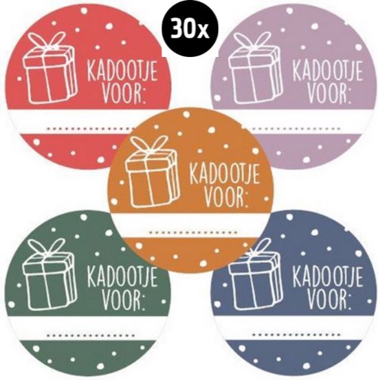 30x Sluitsticker Kadootje voor: ... | 5 Kleuren | Pakje | 40 mm | Sluitzegel Feest |... | bol