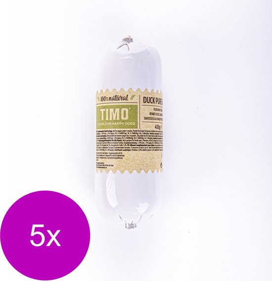 Timo Vleesworst Eend - Hondensnacks - 5 x 400 g | bol