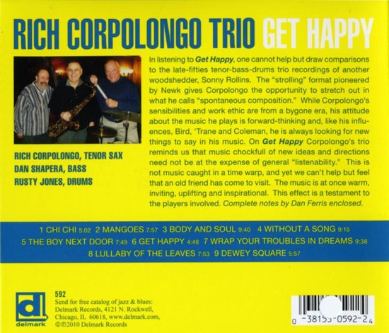 Rich Corpolongo Trio - Get Happy (CD), Rich Corpolongo Trio | Muziek | bol