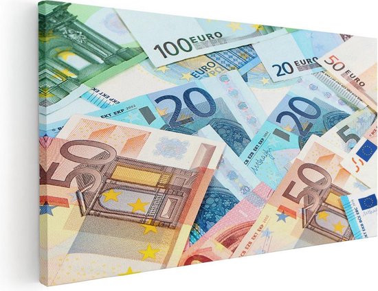 Artaza Canvas Schilderij Euro Geld Biljetten - Briefjes - 60x30 - Foto ...
