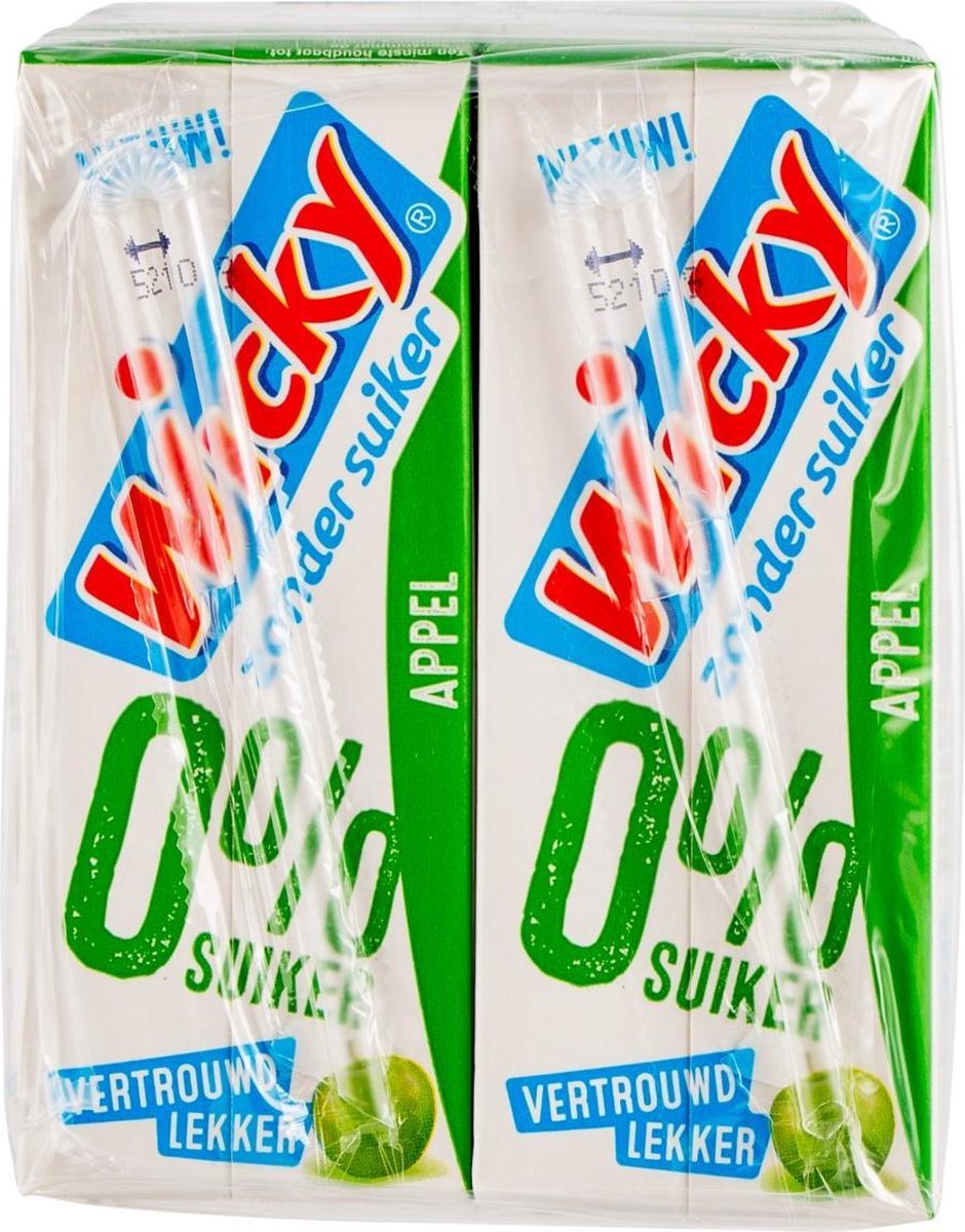 Wicky Appel Drink Zonder Suiker 0.0% | 20cl | Grote Tray 30 Pakjes ...