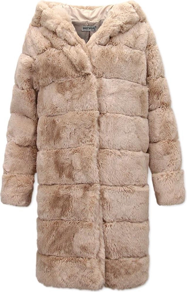 Imitatie Bontjas Dames met Capuchon - Bruin | bol