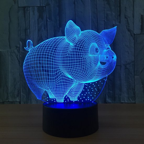 Nachtlampje Home Decoratie Pig Piggy Bank RGB LAMP 3D Night and Day ...