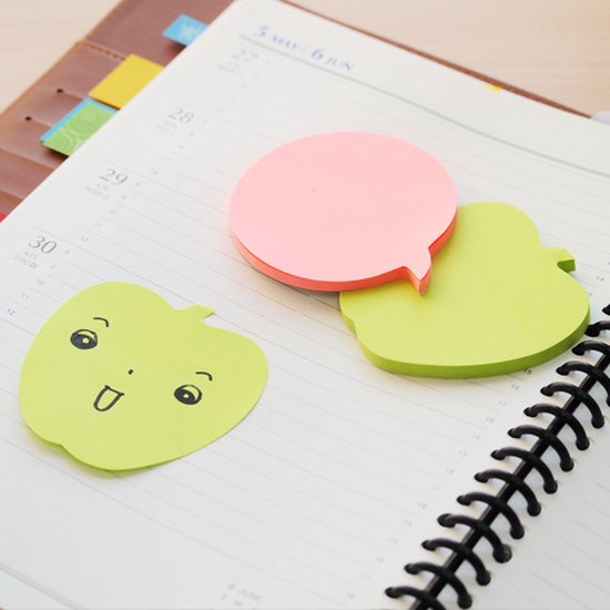 Stick'n Sticky notes - Appel vorm - 70x70mm - 50 vel - Neon Groen | bol